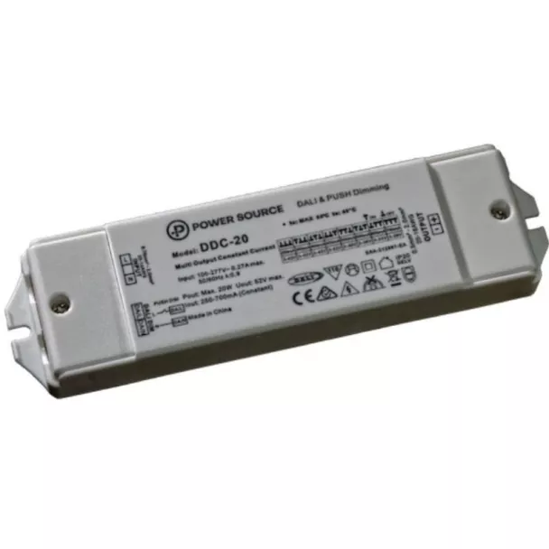 POWER SOURCE DDC-20 LED Driver Selectable CC 20W 250~700mA 3~42V DALI-2 Dimmable IP20 | Power ...